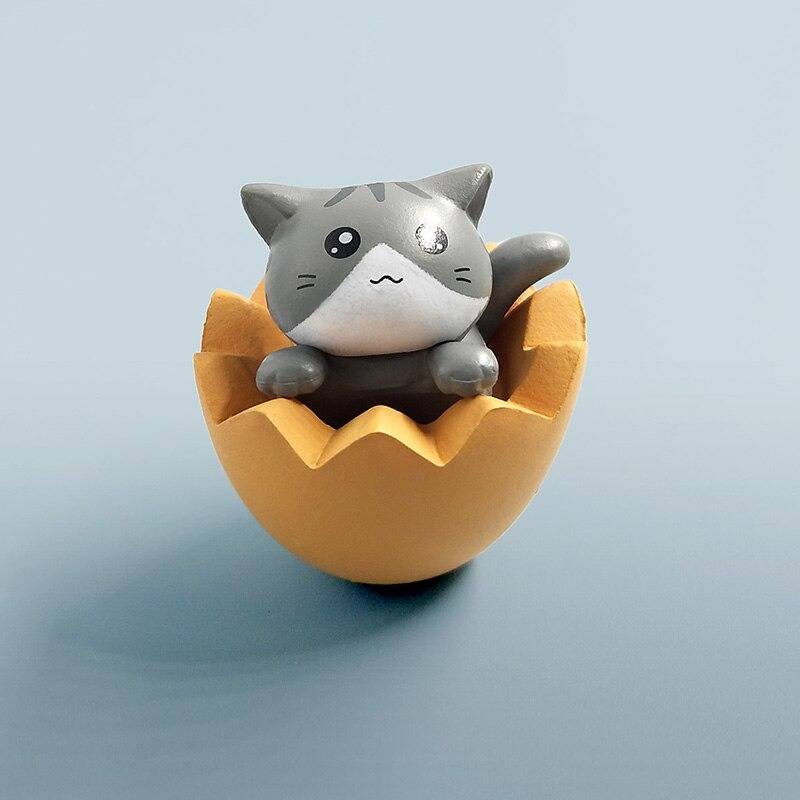 Cute Cat In Yellow Eggshell Figures - Timikishop